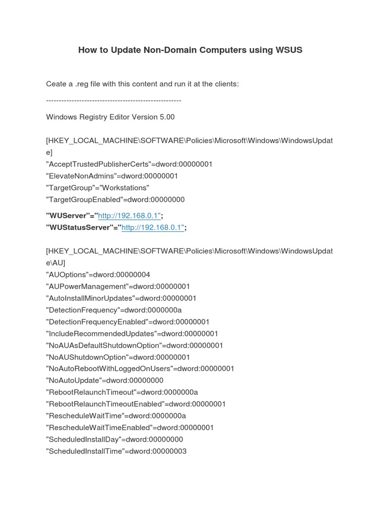 How To Update Non-Domain Computers Using WSUS | PDF