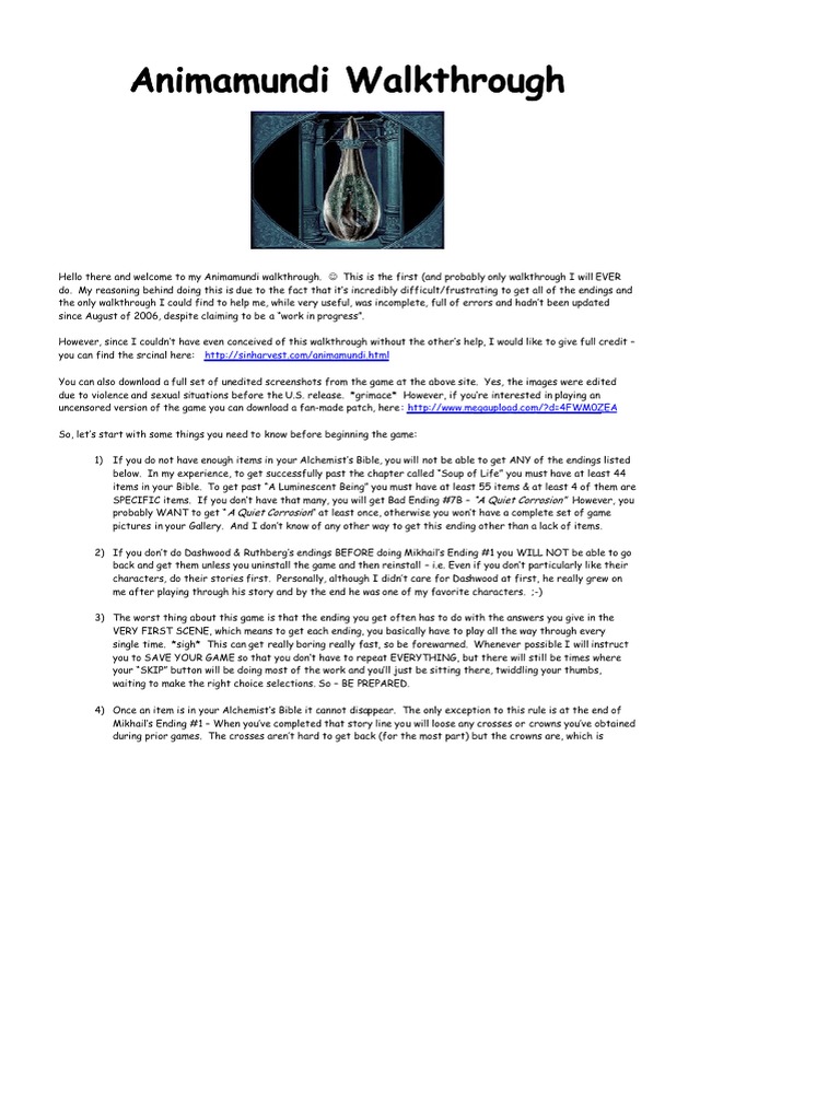 Animamundi Dark Alchemist Walkthrough by Sinharvest | PDF | Lilith