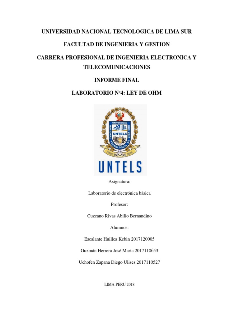 Informe Final Lab 4 | PDF | Resistencia Eléctrica y Conductancia | Corriente eléctrica