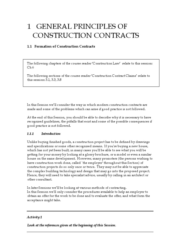 Session No. 1 (2007) - Formation of Construction Contracts | PDF ...