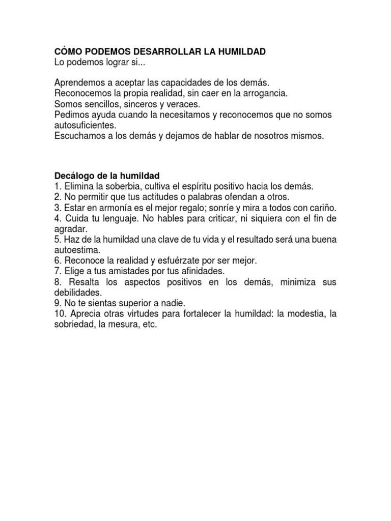 Cómo Podemos Desarrollar La Humildad | PDF