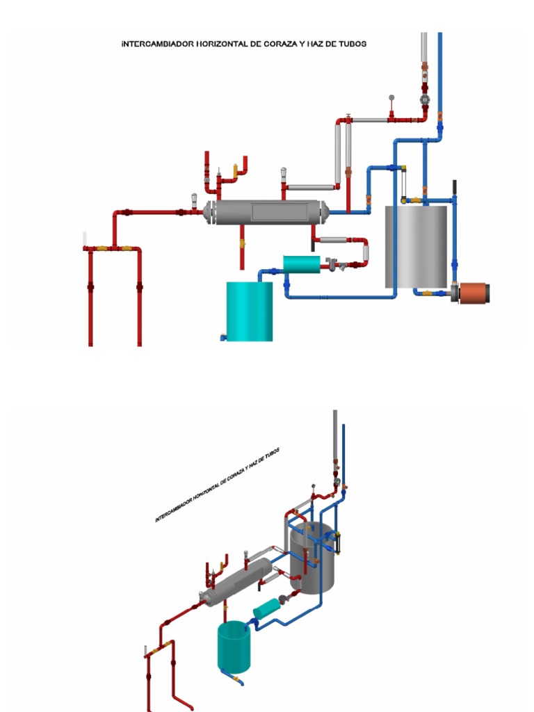 Diagrama Intercambiador de calor Horizontal 3D | Termodinámica ...