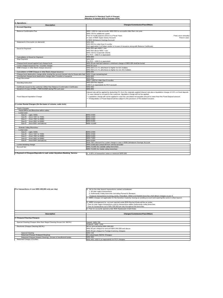 NMC Declaration Form Charges Overview | PDF | Automated Teller Machine ...