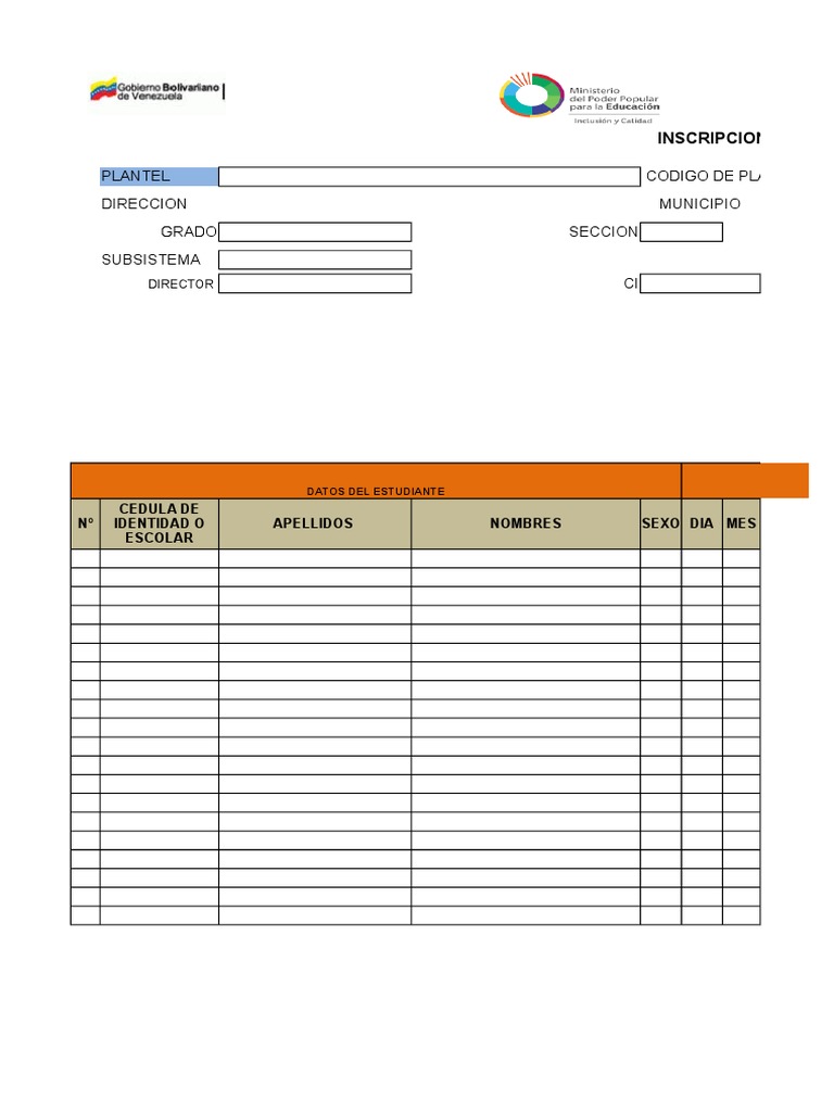 Formato para Matricula Escolar | PDF