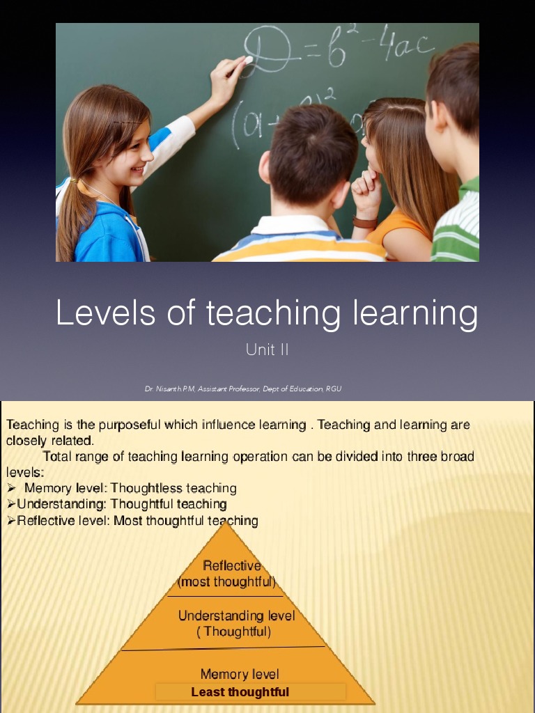 Levels of Teaching Learning | PDF | Motivation | Motivational