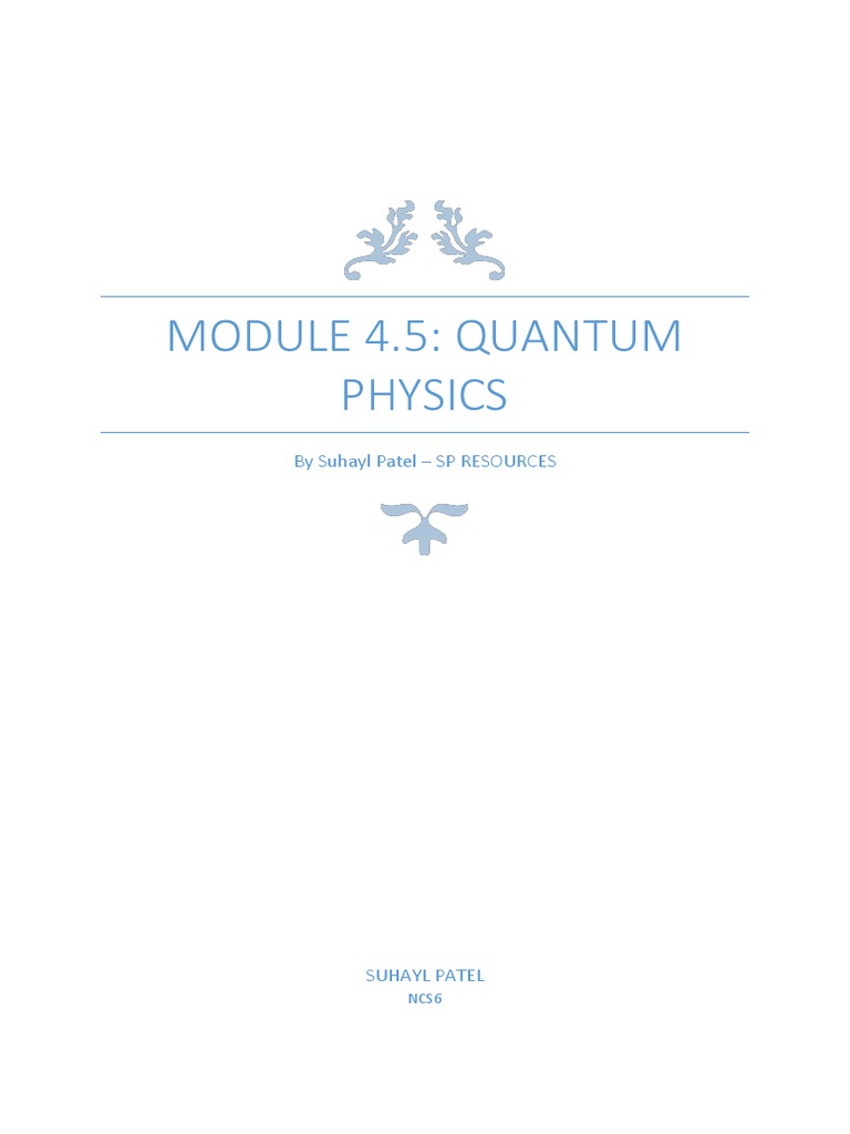 MODULE 4.5 Quantum Physics | PDF | Photoelectric Effect ...