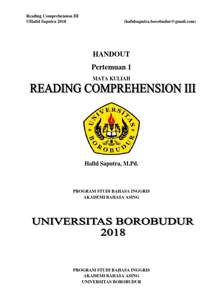Modul Reading Comprehension III (Pertemuan 1) PDF | PDF