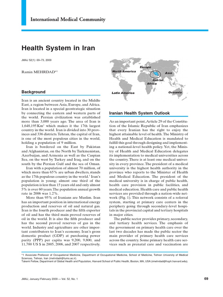 Health System in Iran: International Medical Community | PDF | Iran ...