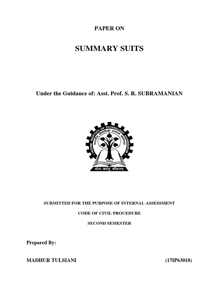 Summary Suits | PDF | Lawsuit | Summons