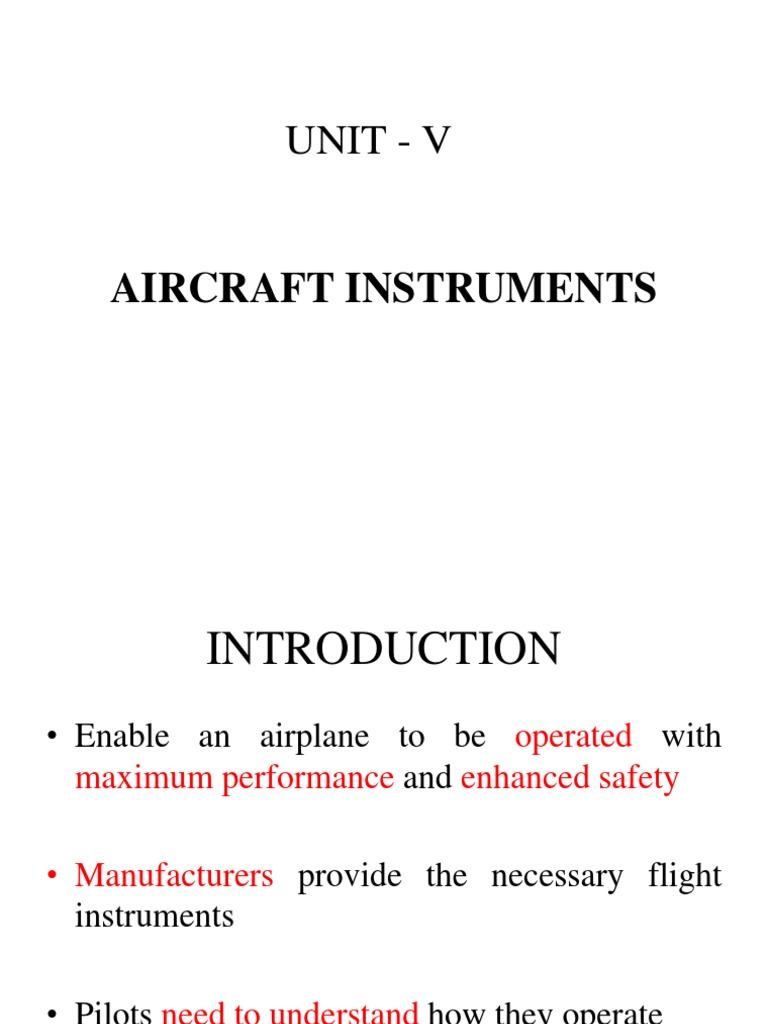 Unit - V: Aircraft Instruments | PDF | Gyroscope | Pressure Measurement