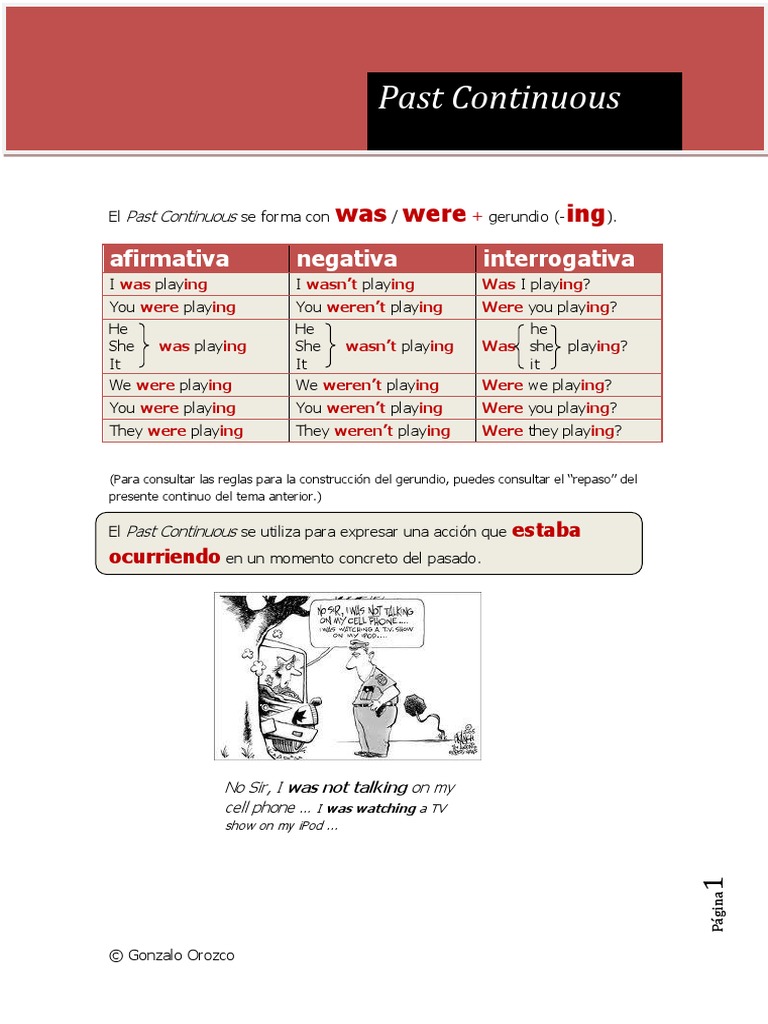 Past Continuous: Was Were Ing | PDF
