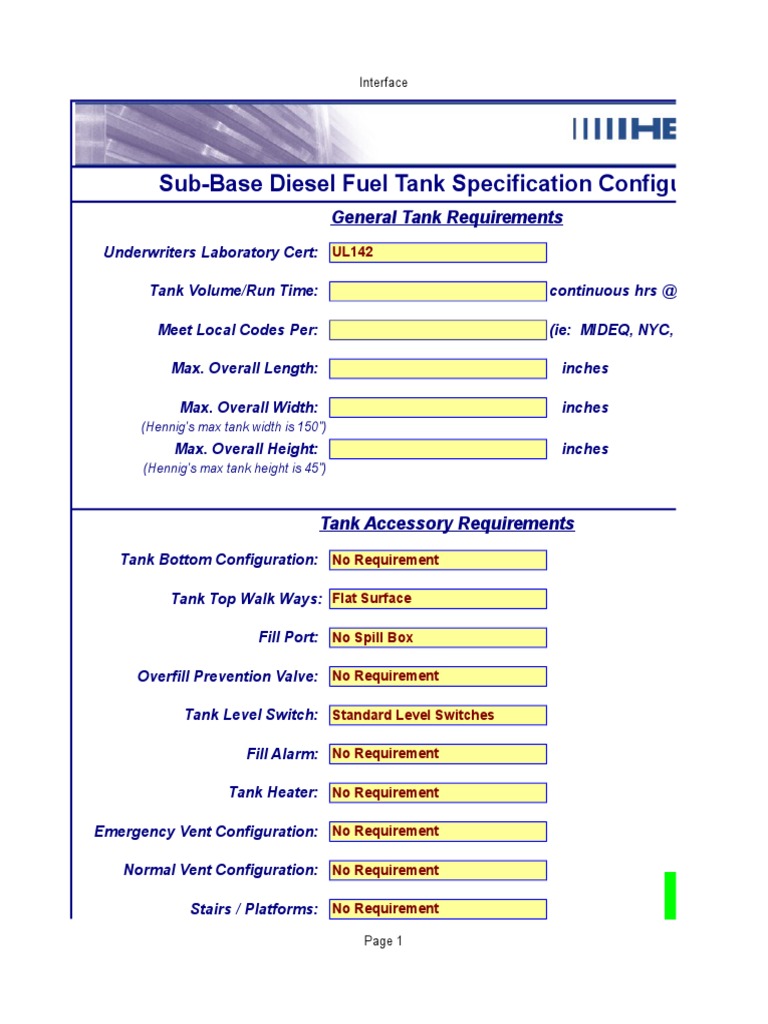 Hennig Tank Spec Configurator | PDF | Hvac | Thermostat