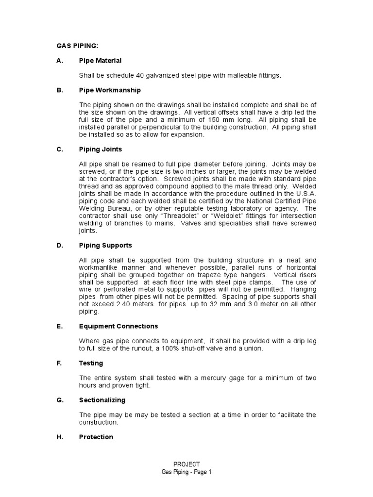 Gas Piping: A. Pipe Material | PDF | Pipe (Fluid Conveyance) | Screw