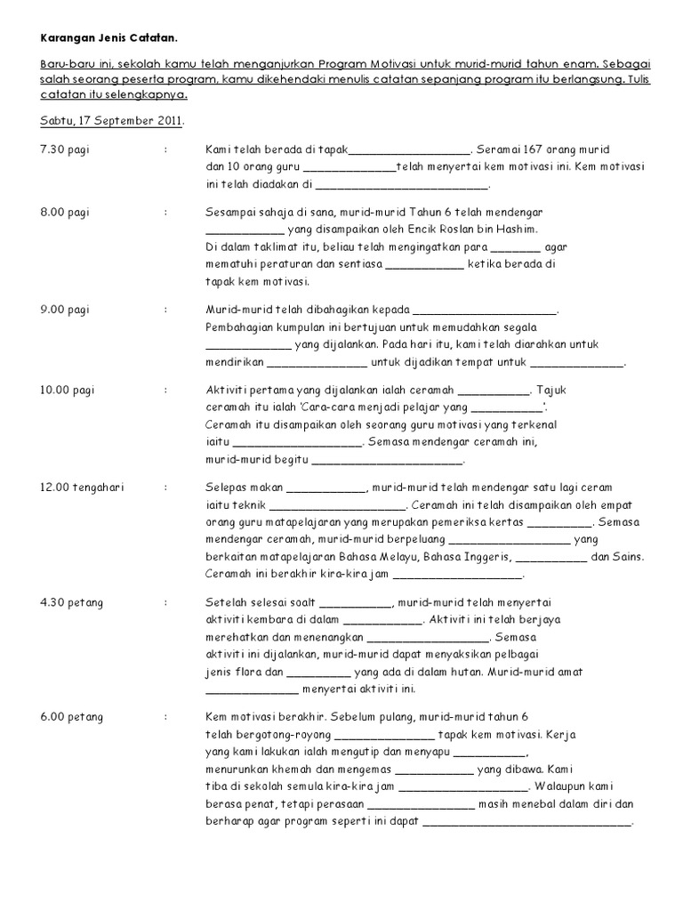Karangan Jenis Catatan Upsr Pdf