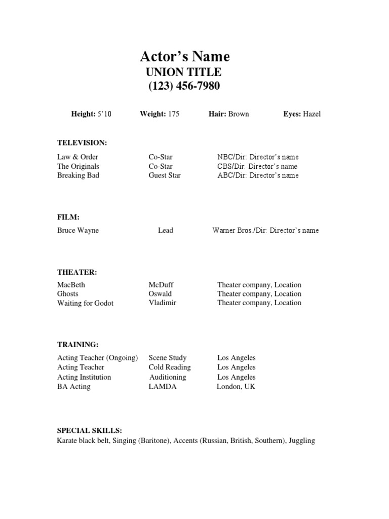Acting Resume Sample | PDF