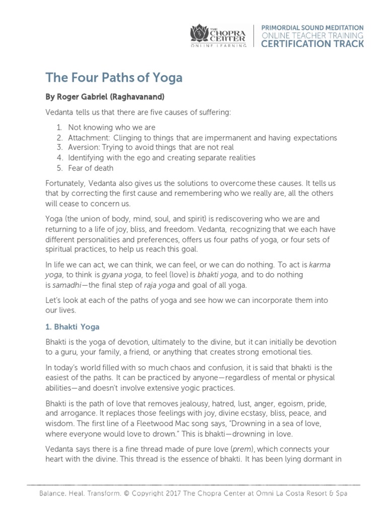 The Four Paths of Yoga: Yoga, To Think Is Gyana Yoga, To Feel (Love) Is ...