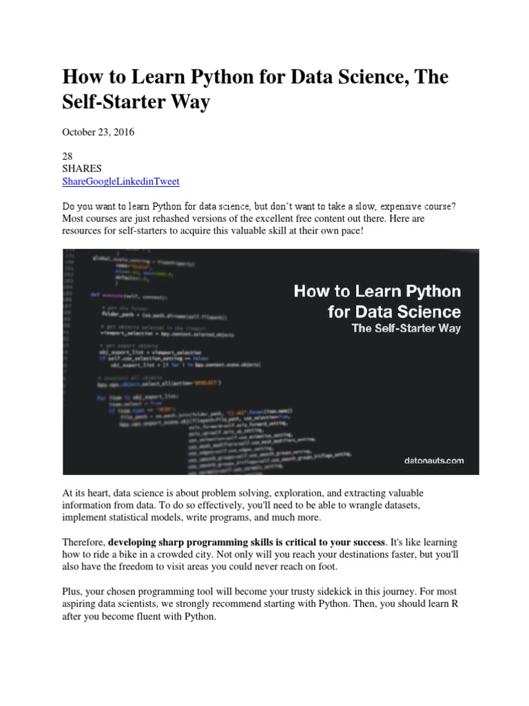 How To Learn Python For Data Science | PDF | Bayesian Inference ...