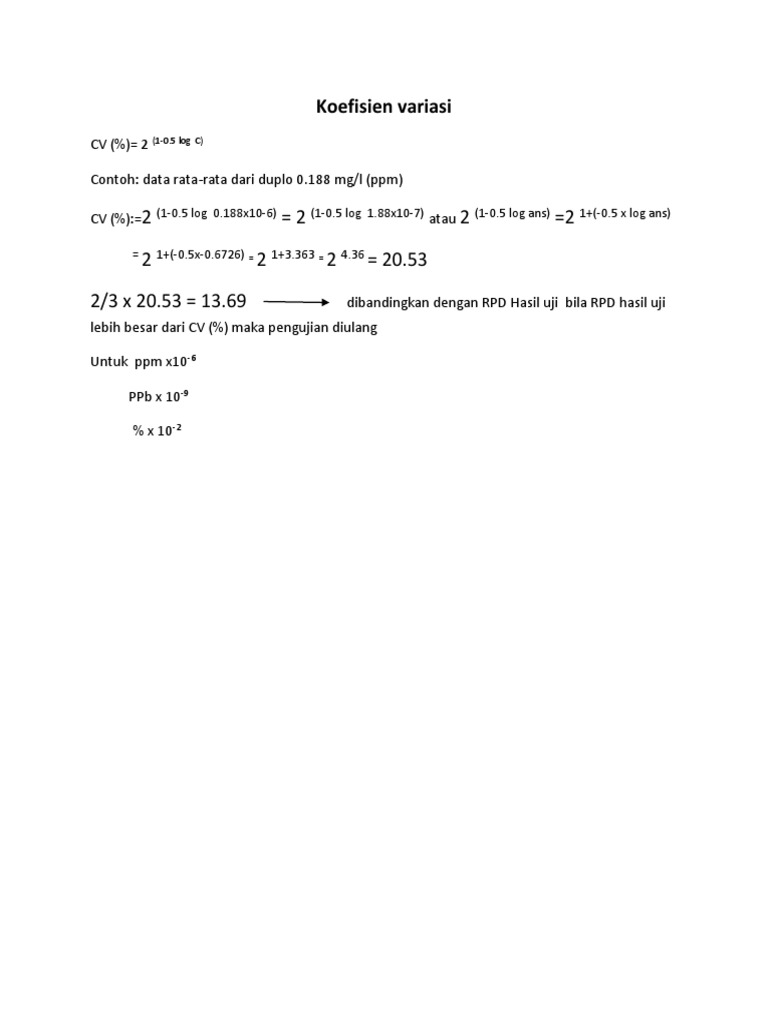 Contoh Perhitungan CV Horwitz | PDF