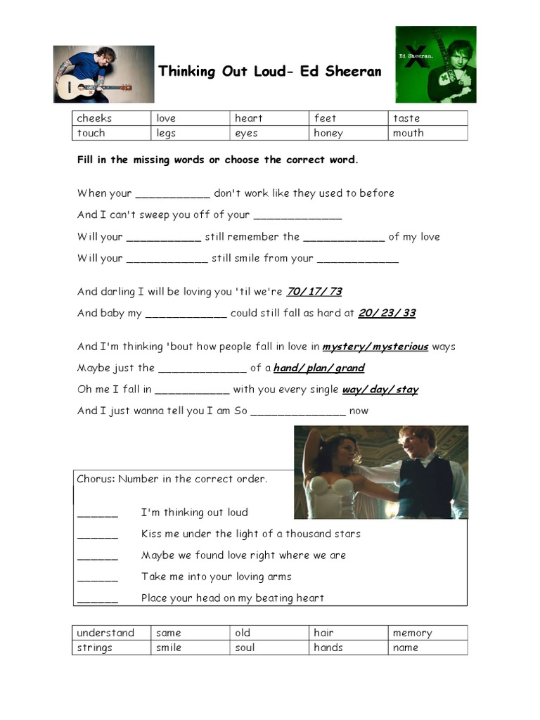Ed Sheeran's Thinking Out Loud Lyrics | PDF | Self-Improvement | Poetry