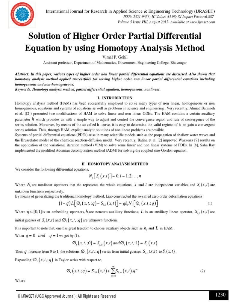 Solution of Higher Order Partial Differential Equation by Using Homotopy Analysis Method | PDF ...