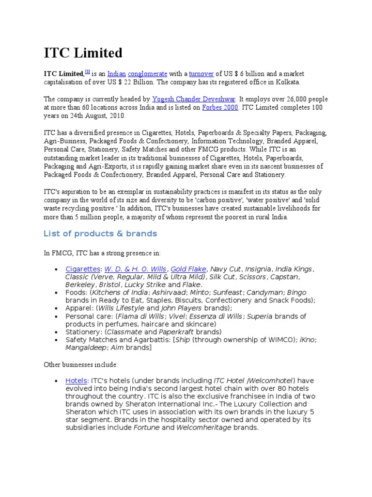 ITC Limited | PDF | Economies