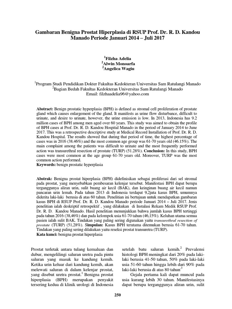 Gambaran Benigna Prostat Hiperplasia Di RSUP Prof. Dr. R. D. Kandou ...