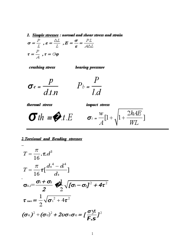 Formulas | PDF | Belt (Mechanical) | Mechanical Engineering