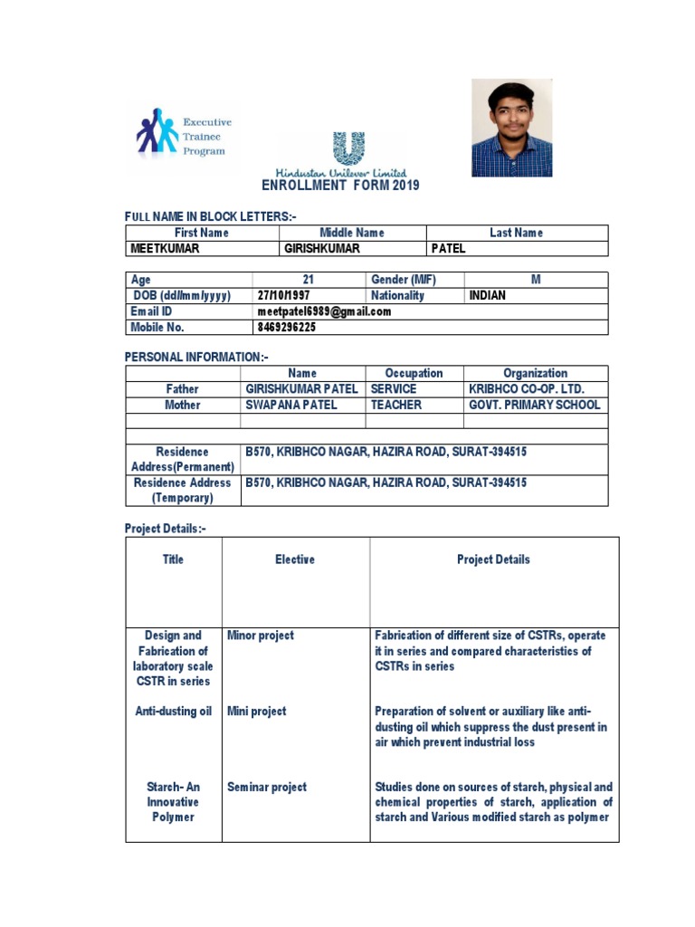 15bch036 Meetkumar Patel (Form) | PDF | Non Governmental Organization ... 15bch036 Meetkumar Patel (Form) | PDF | Non Governmental Organization ...