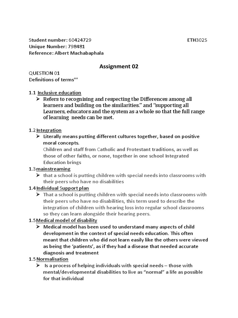 Assignment 02 | PDF | Inclusion (Education) | Educational Assessment