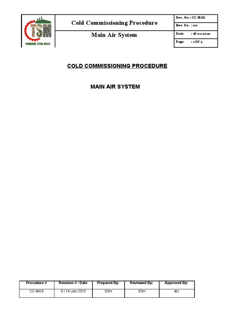 Cold Commissioning: Main Air System | PDF | Valve | Hvac