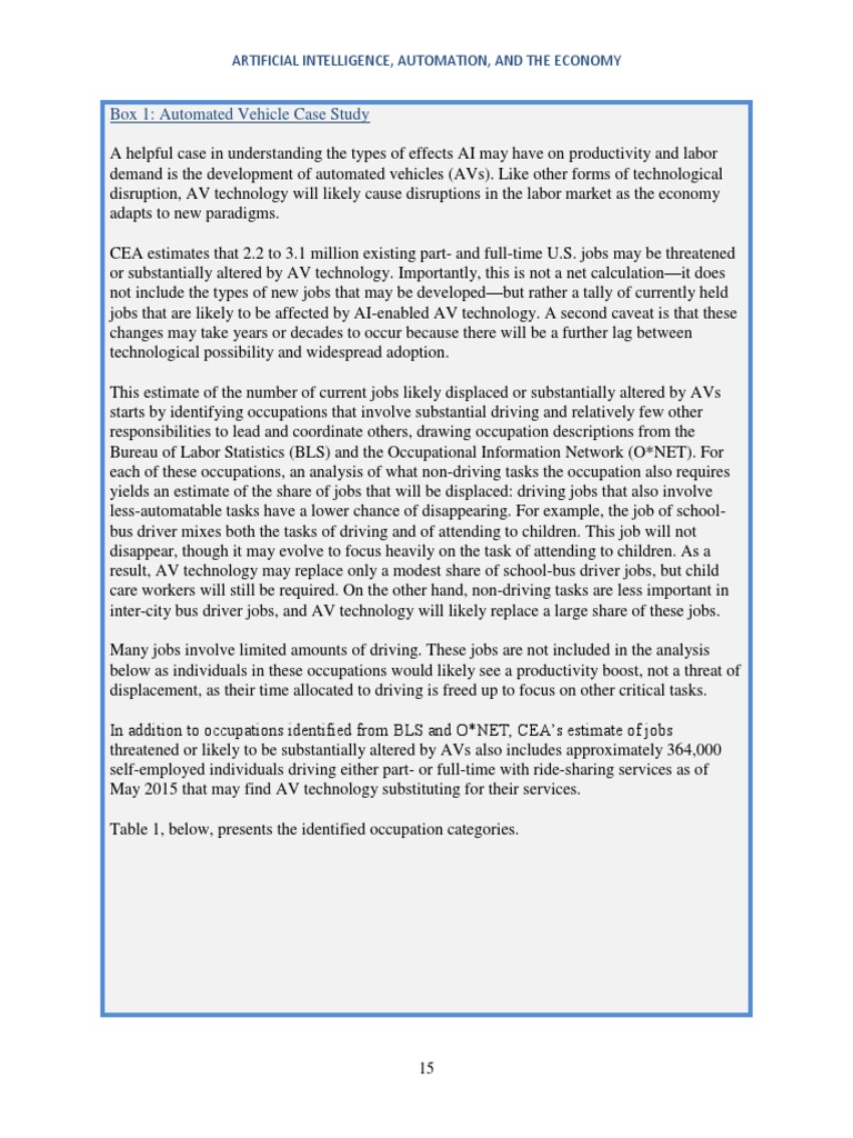 Box 1: Automated Vehicle Case Study: Artificial Intelligence ...
