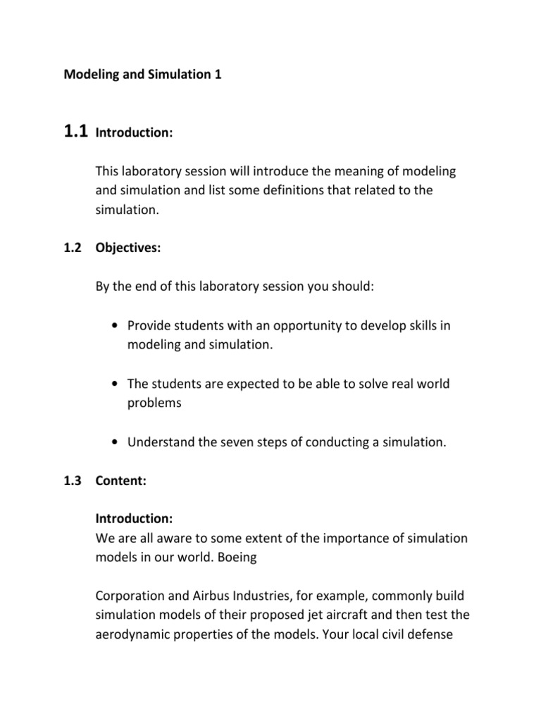 Modeling And Simulation Lab 01 Pdf Simulation Conceptual Model