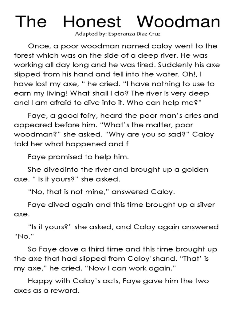 The Honest Woodman: Adapted By: Esperanza Diaz-Cruz | PDF