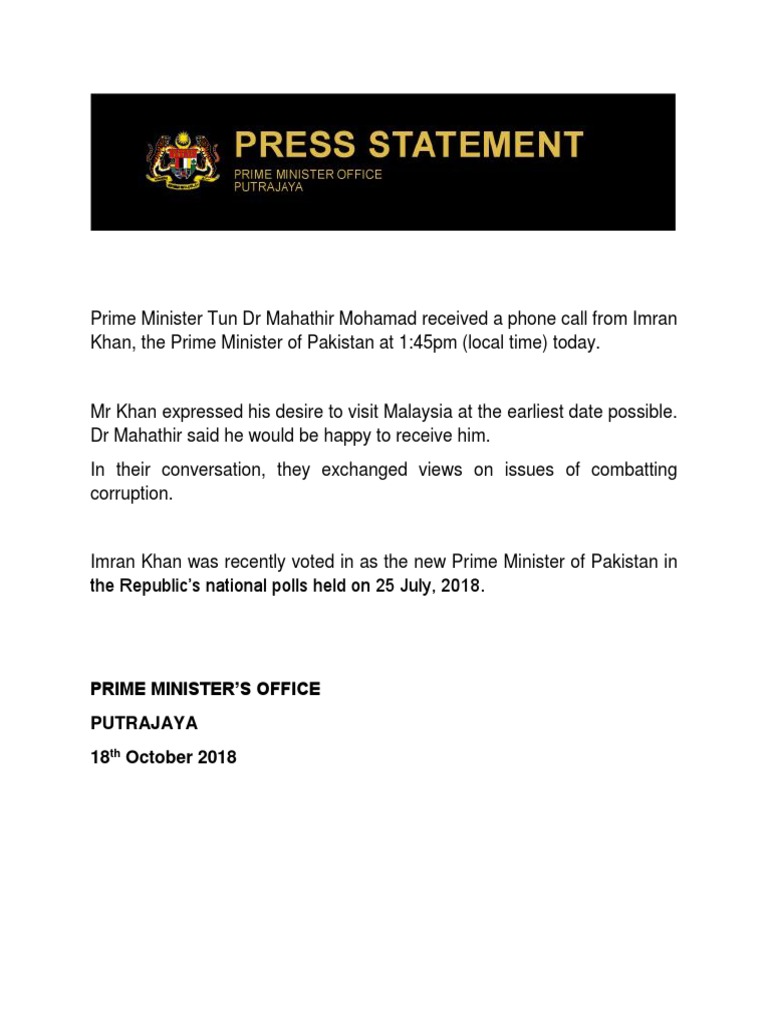 Press Statement Dated 18 October 2018 | PDF
