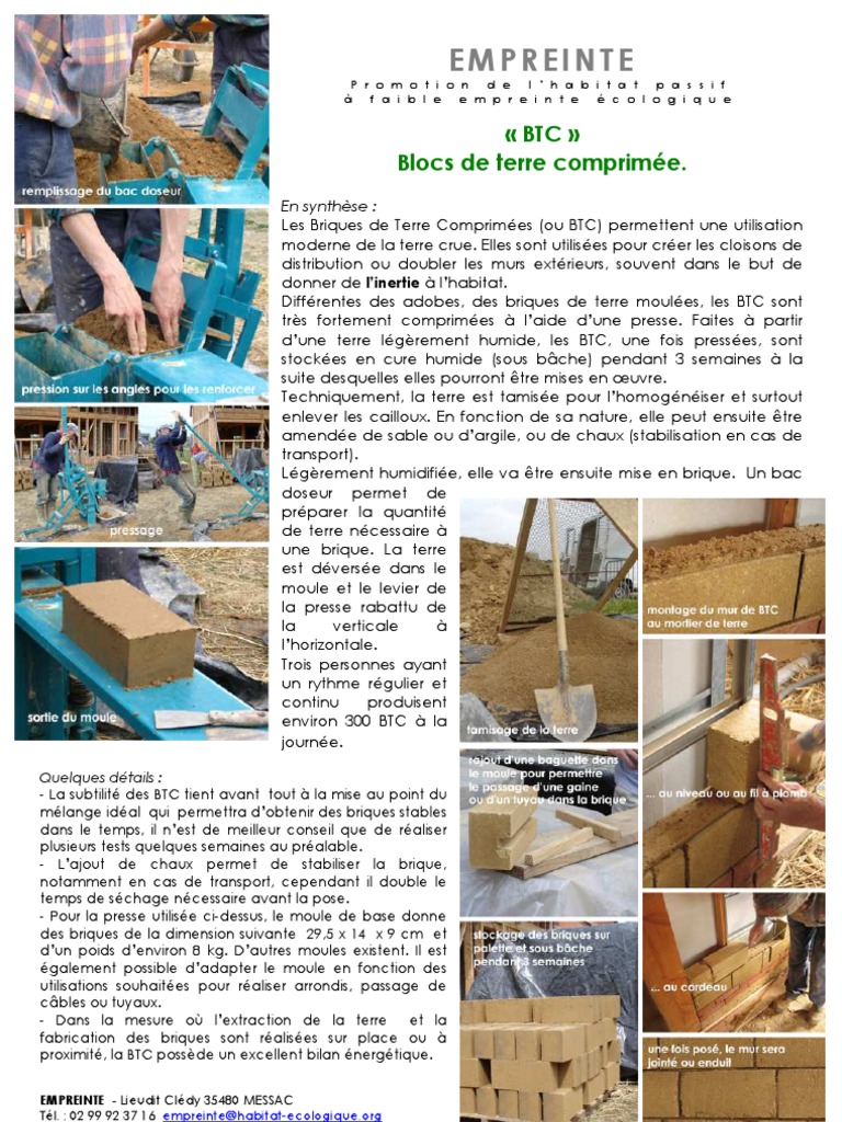Fabrication de Blocs de Terre Comprimée | PDF | Brique | Matériaux de ...