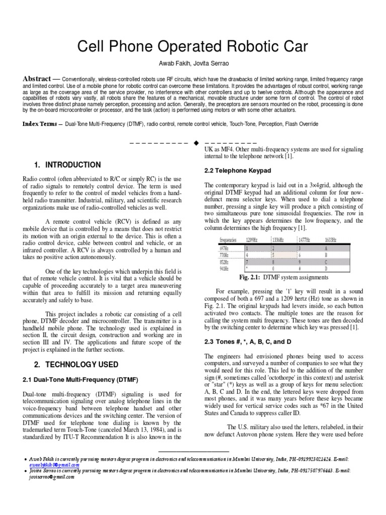 Cell Phone Operated Robotic Car | Download Free PDF | Electronics ...