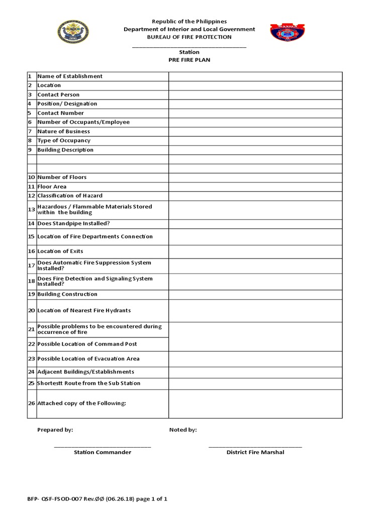 Pre Fire Plan Checklist Template | PDF | Finance & Money Management