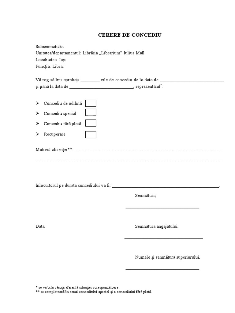 Cerere Concediu Deces — Cerere acordare concediu platit pentru ...