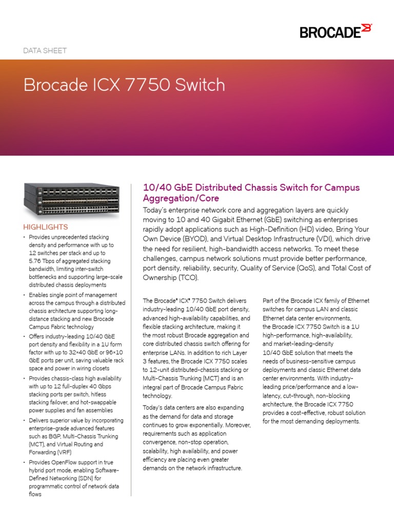 Brocade Icx 7750 Ds | PDF | Network Switch | Network Interface Controller