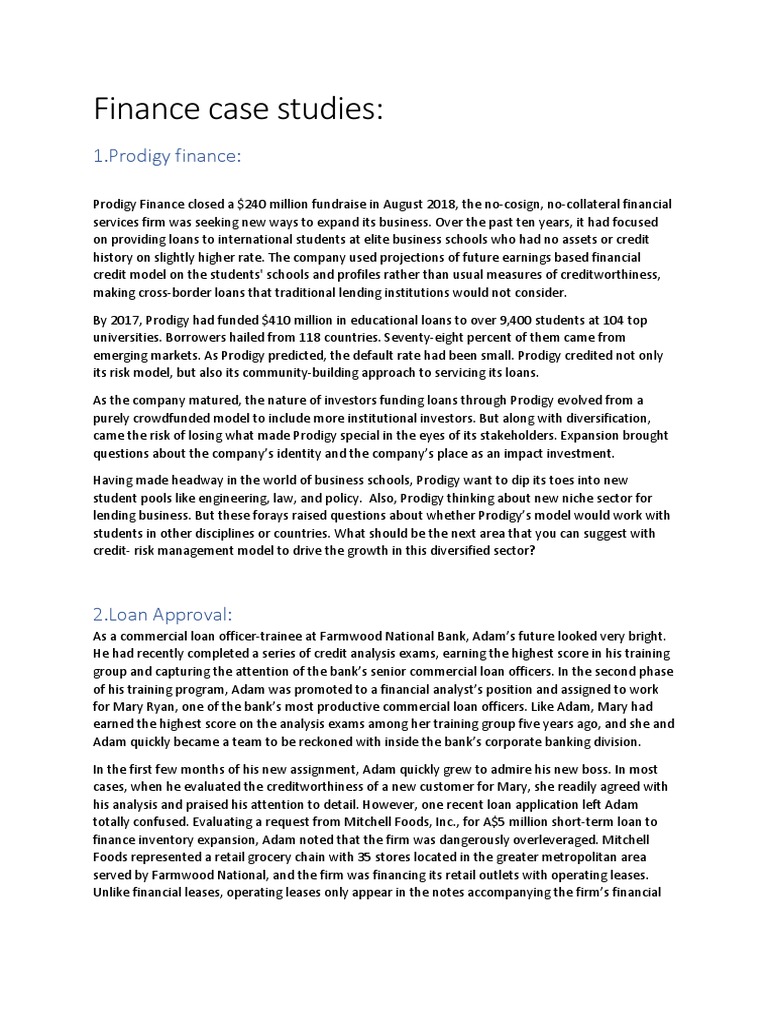 Finance Case Studies | PDF | Exchange Traded Fund | Loans