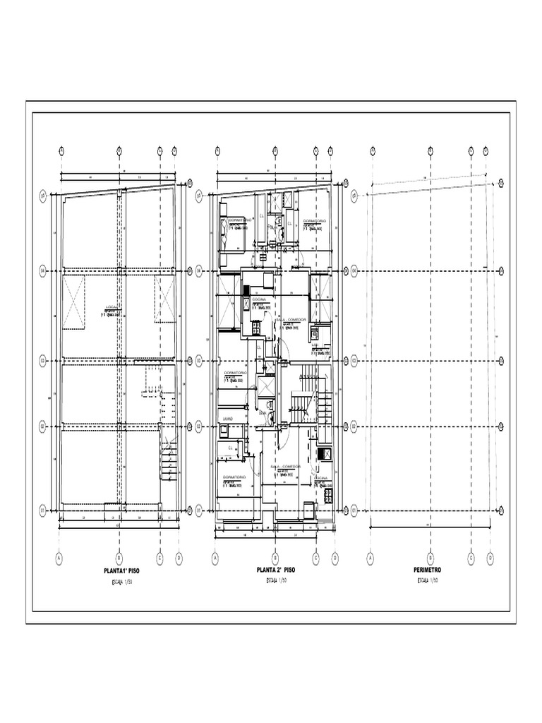 A B C D A B C D A B C D: Planta 2° Piso Planta1° Piso Perimetro | PDF