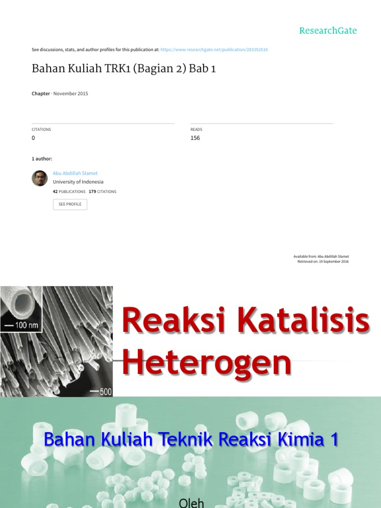 Reaksi Katalitik Heterogen: Teori dan Konsep Dasar | PDF