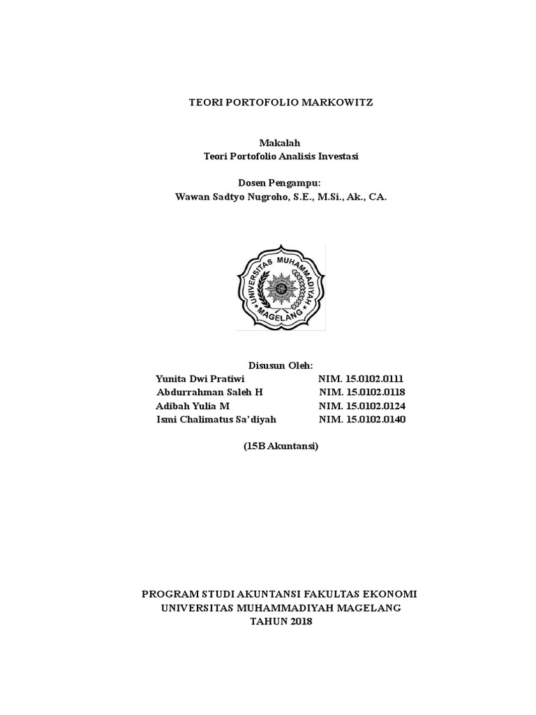 Teori Portofolio Markowitz Jadi | PDF
