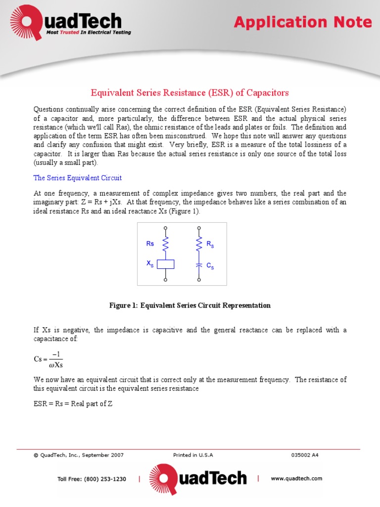 Equivalent Series Resistance (ESR) of Capacitors | PDF | Capacitor ...