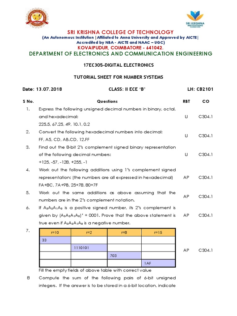 TS-1-Number Systems PDF | Download Free PDF | Binary Coded Decimal | Decimal