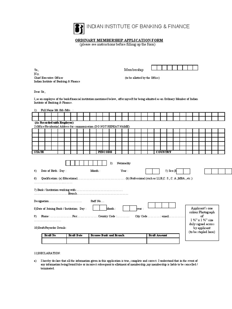 Indian Institute of Banking & Finance: (Please See Instructions Before ...