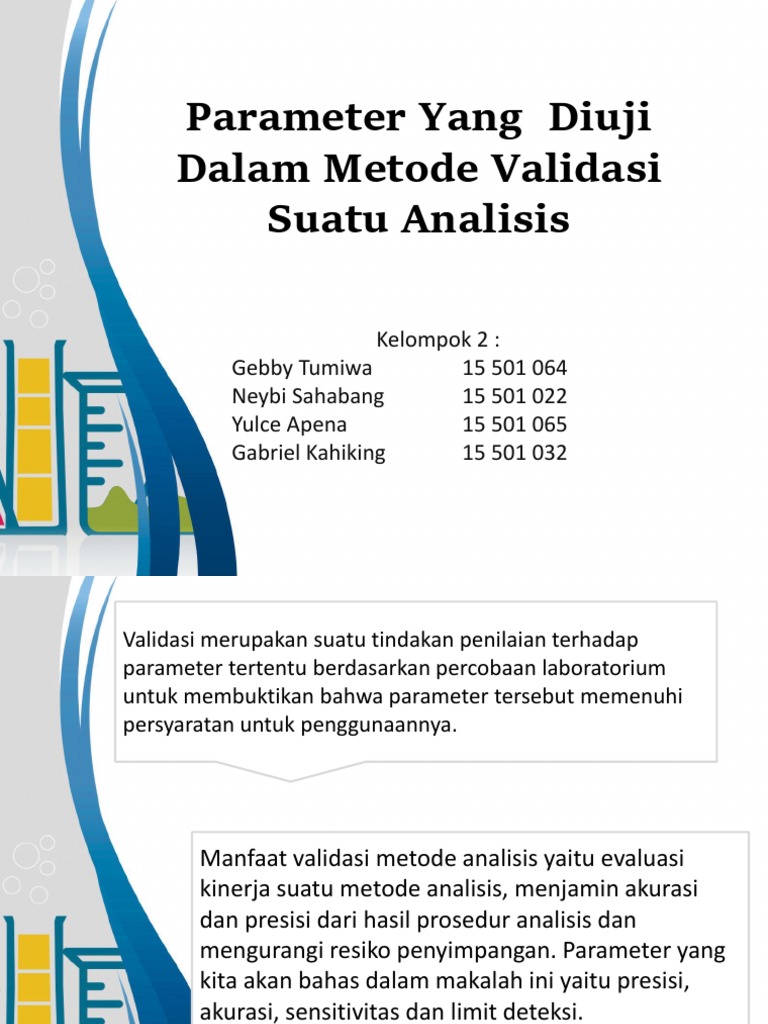 Parameter Yang Diuji Dalam Metode Validasi Suatu Analisis | PDF