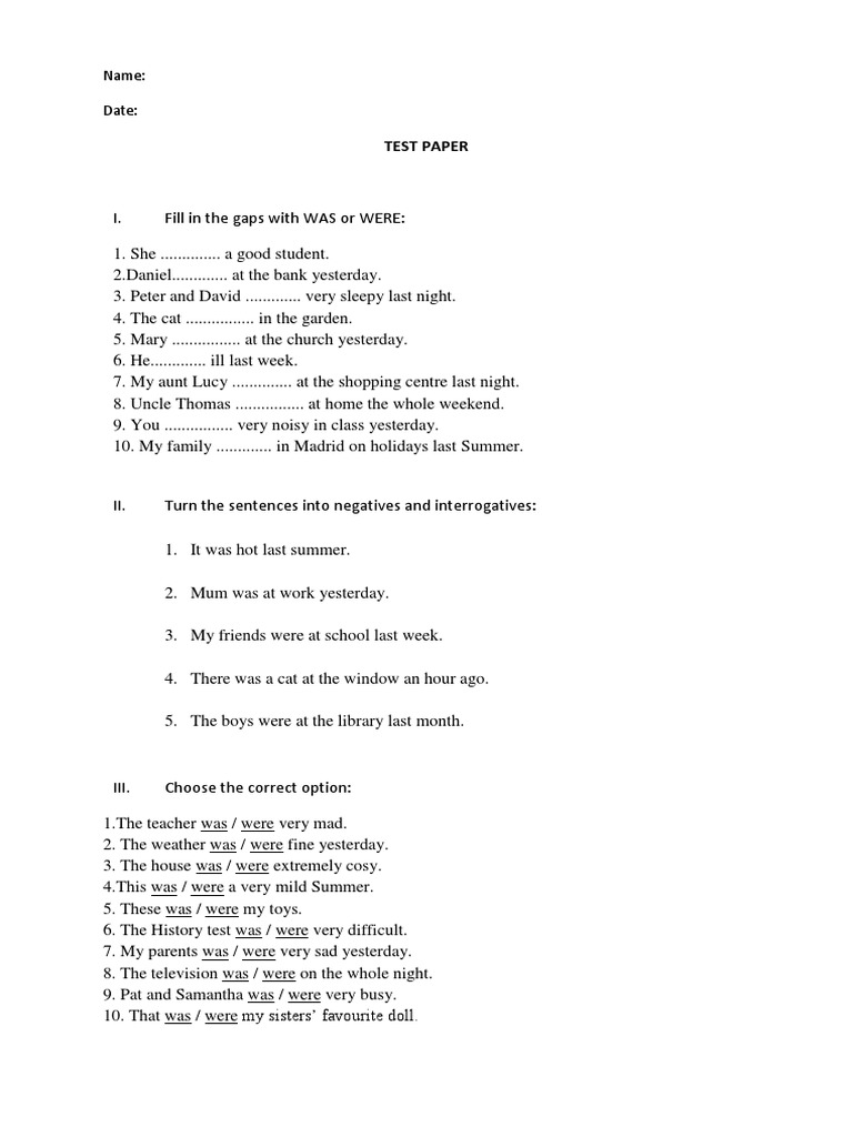 Test Paper: Name: Date | PDF