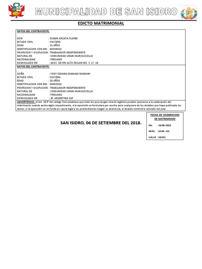 Edicto Matrimonial | PDF