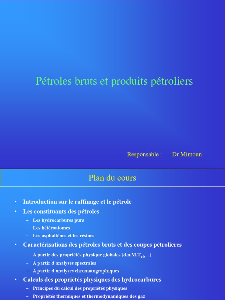 Cours Pétrole Brut Et Produits Petroliers | PDF | Chromatographie en ...